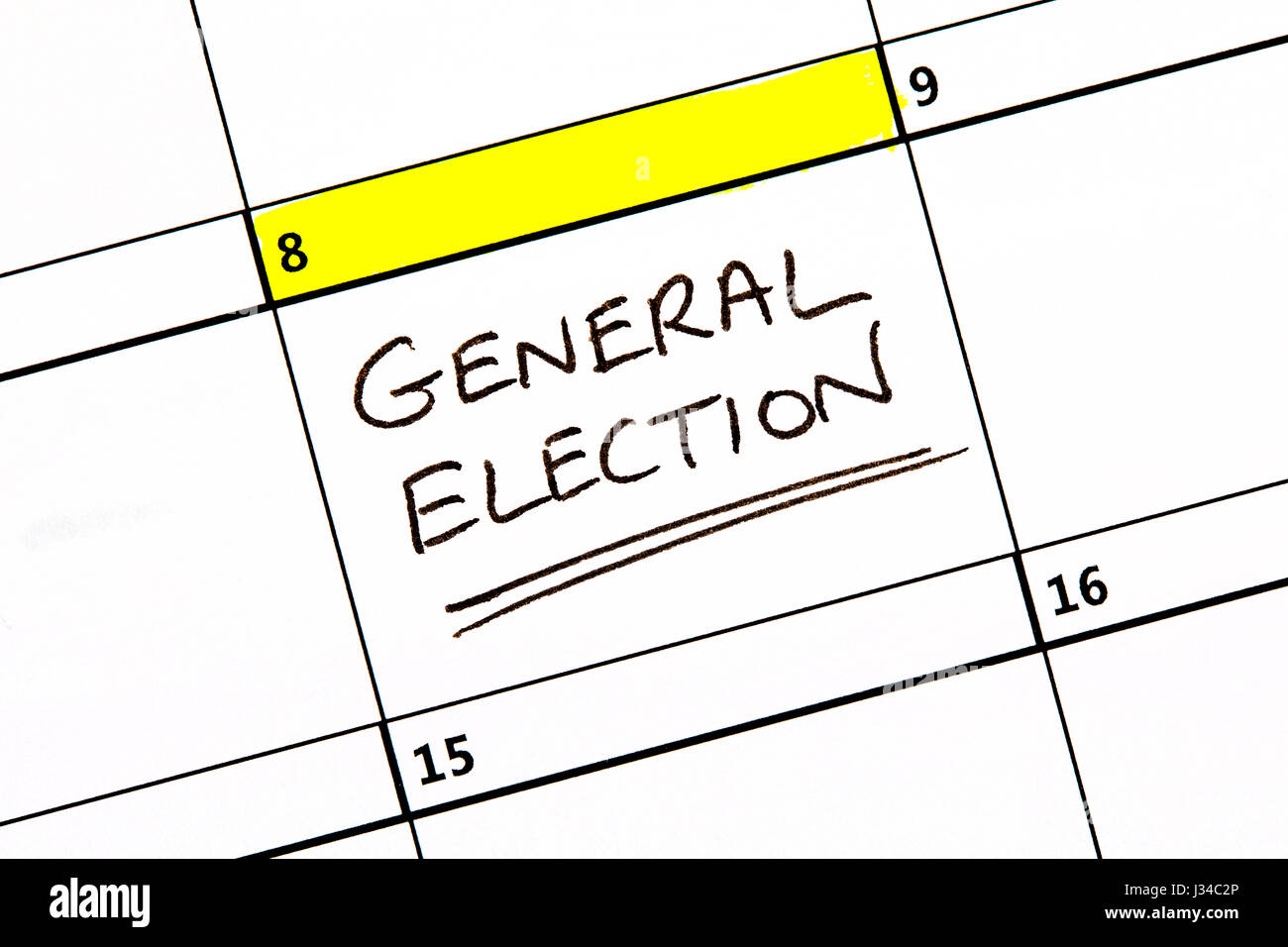 The 8th June highlighted on a calendar reminding you about the General ...