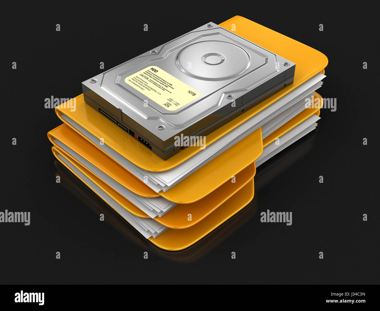 Folders and files with Hard Drive. Image with clipping path Stock Photo ...