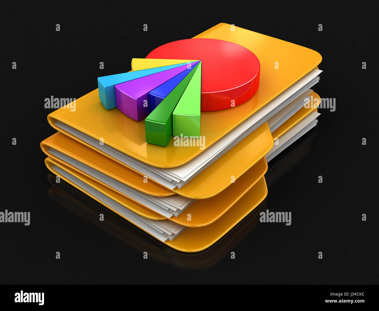 Folders and files with Pie Chart. Image with clipping path Stock Photo ...