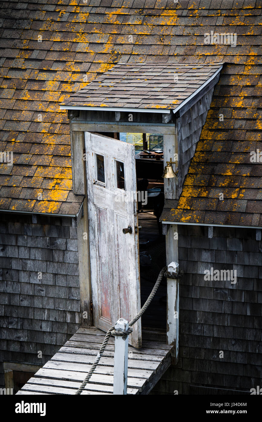 Open door to a fish shack turned artist studio in Blue Rocks, Nova ...