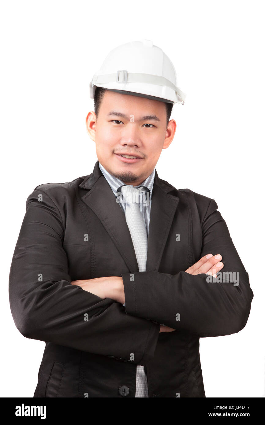 face of asian man civil engineer of construction industry business ...
