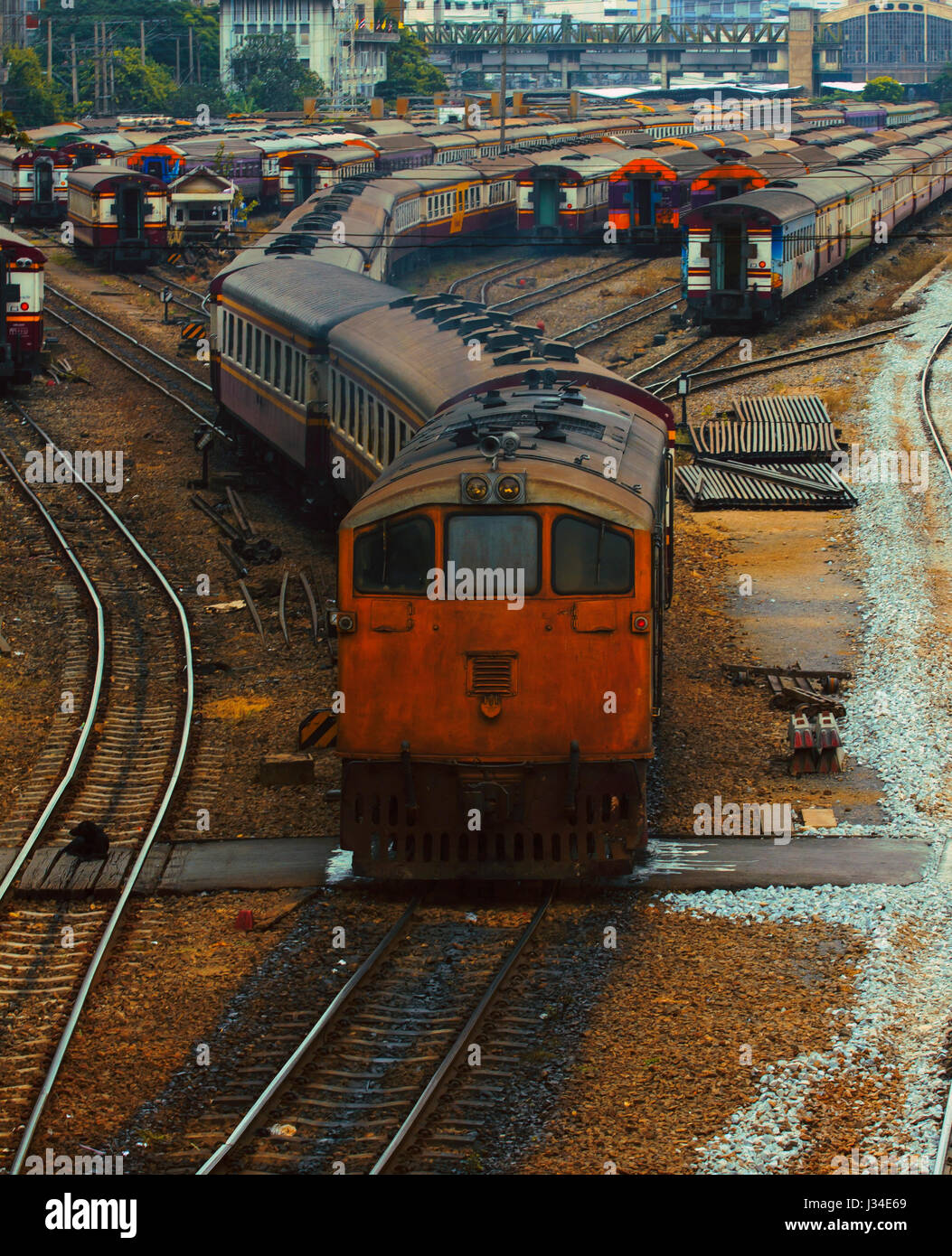 Bangkok trains station junction of railroads track use for government ...