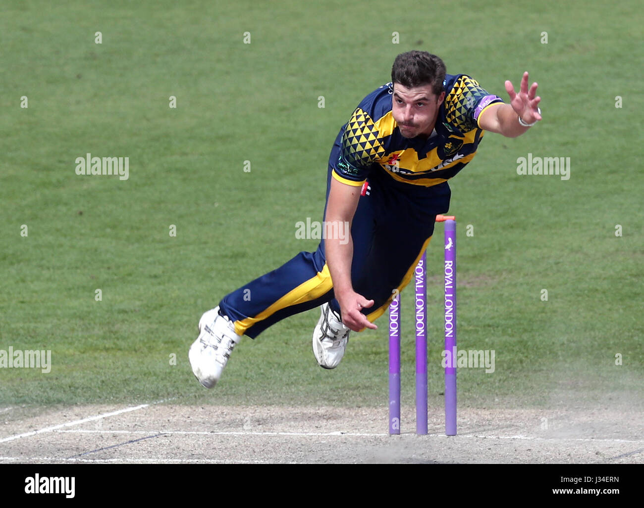 Glamorgan's Marchant de Lange bowls during the Royal London One Day Cup ...