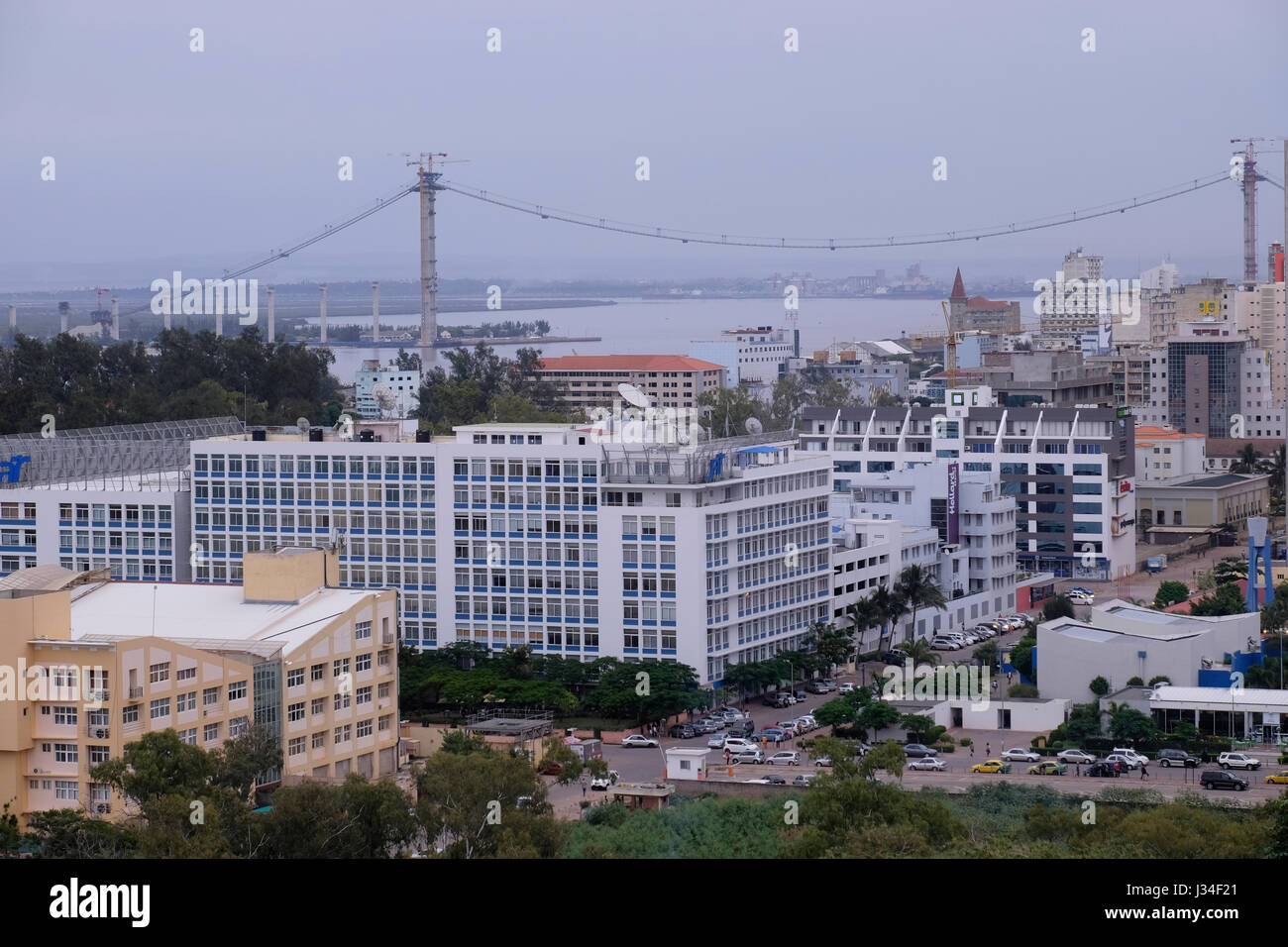 Cityscape of Maputo, the capital city of Mozambique situated on a large ...