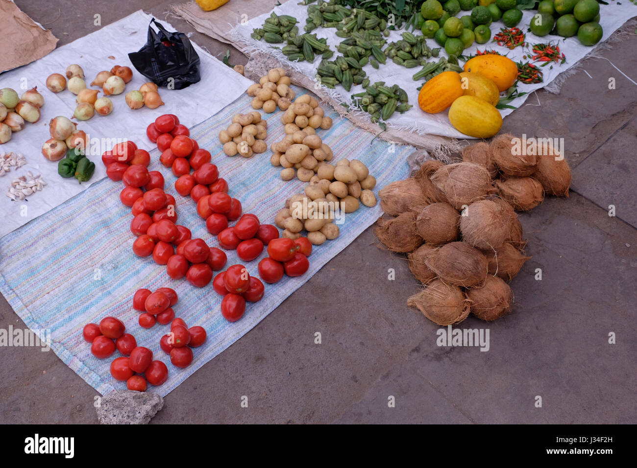 Vegetables for sale in the street in Maputo, the capital city of ...