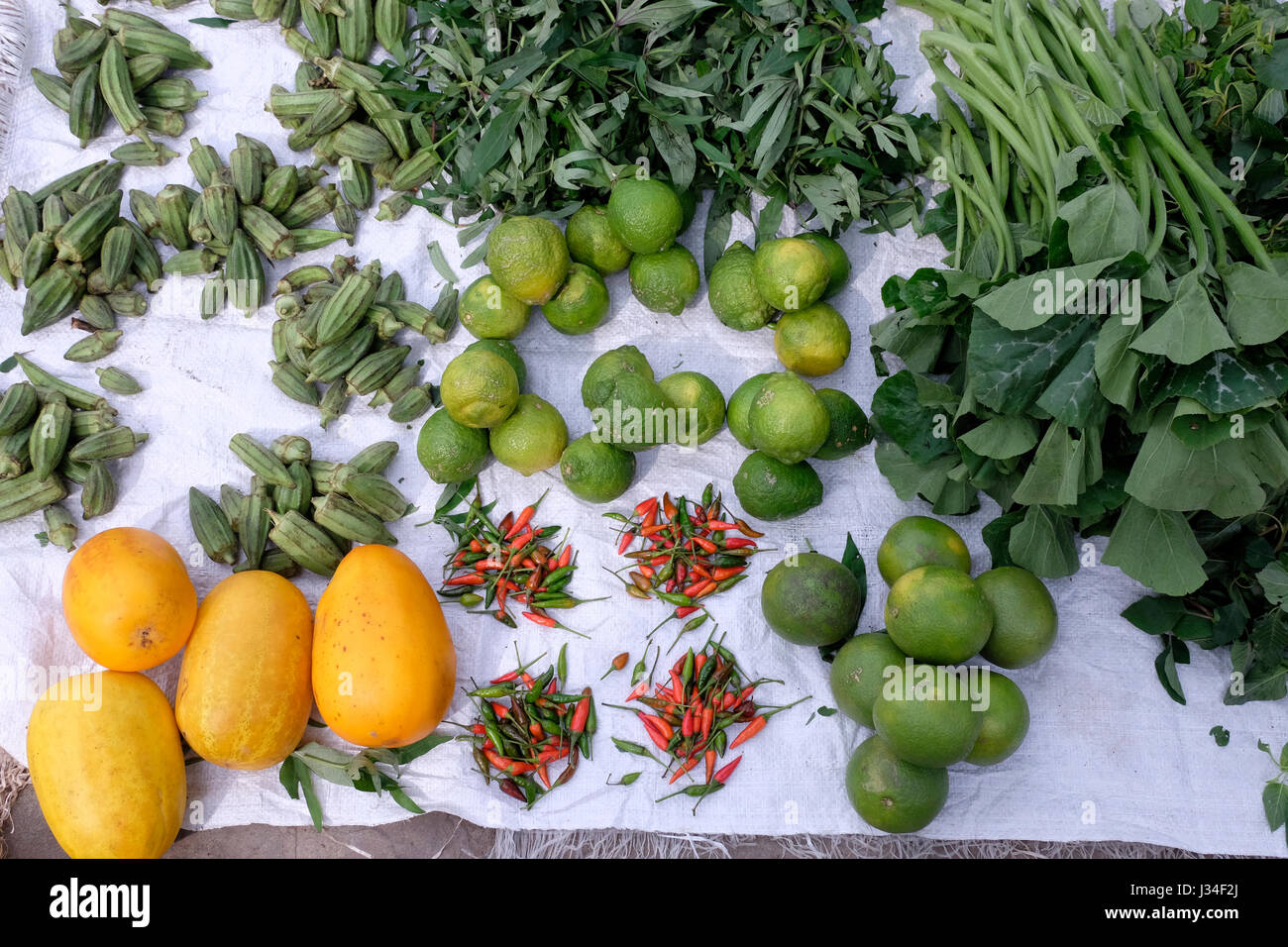Vegetable stall in the street in Maputo, the capital city of Mozambique ...