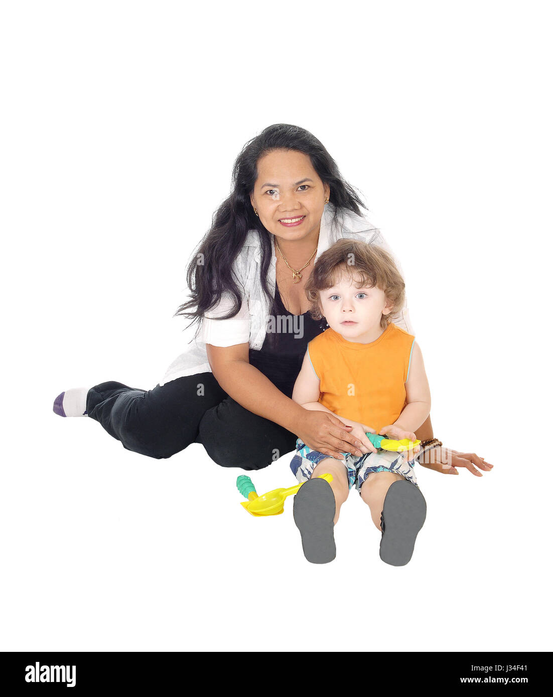 Family with a nanny Cut Out Stock Images & Pictures - Alamy