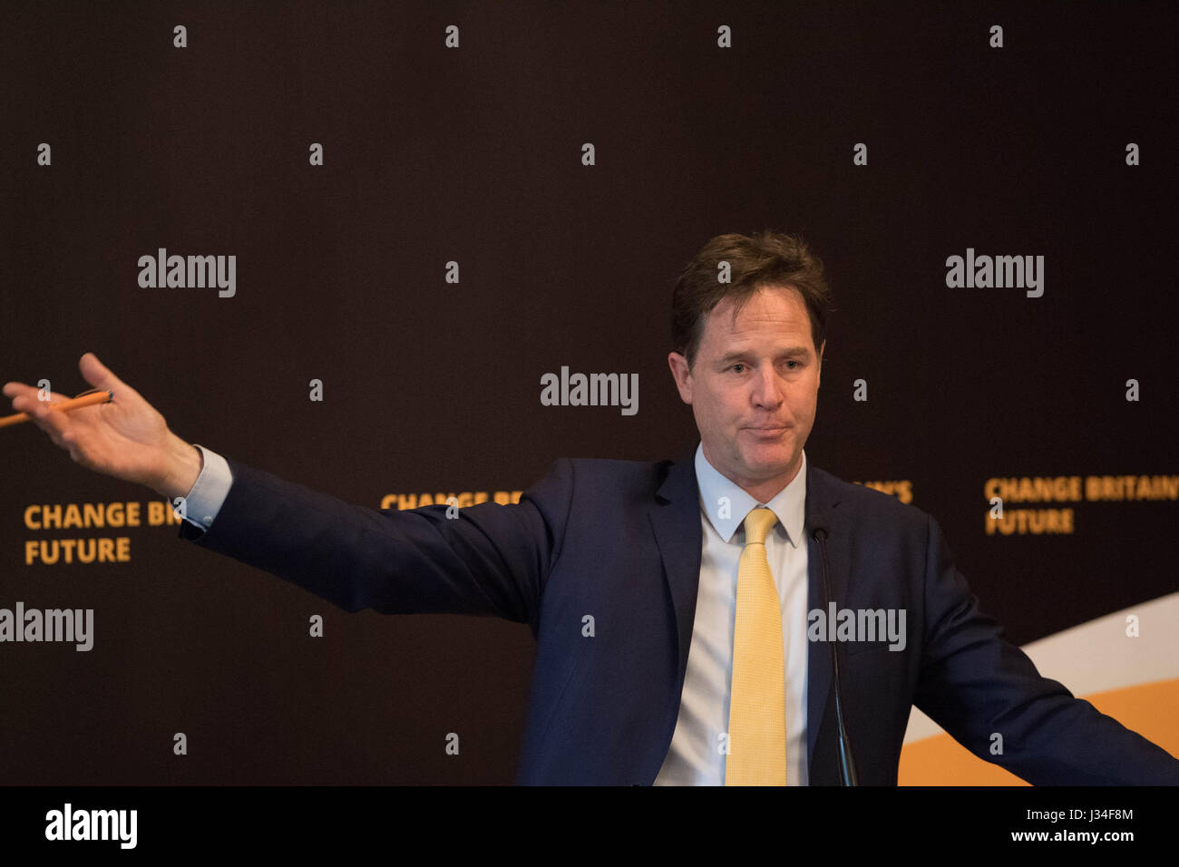 Nick Clegg delivers a campaign speech on the European Union at the ...