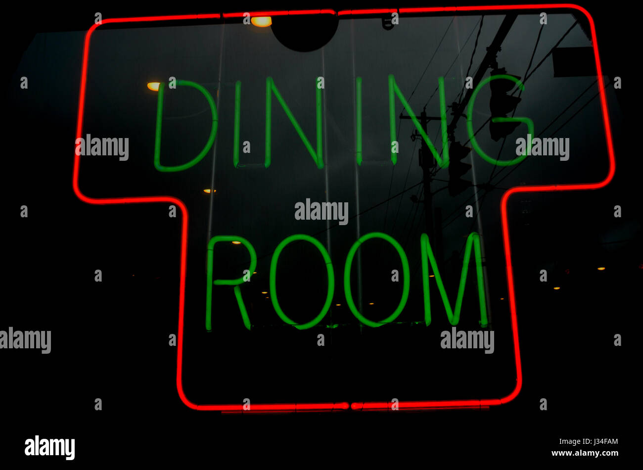 red and green illuminated neon signs Stock Photo - Alamy