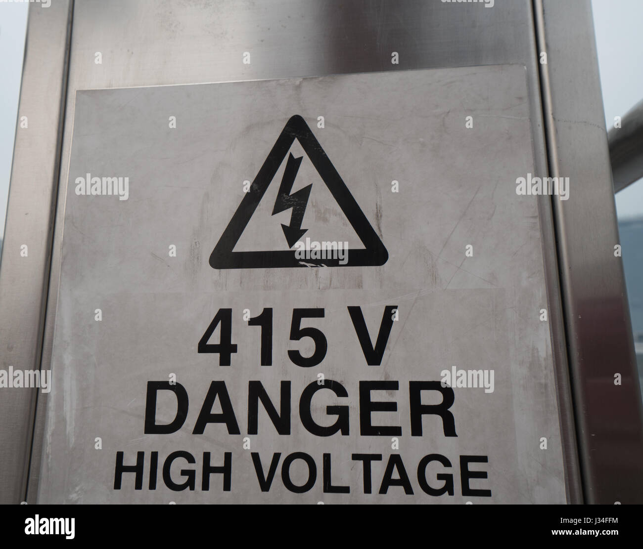 Electrical warning sign, detail of information on the city, textured ...