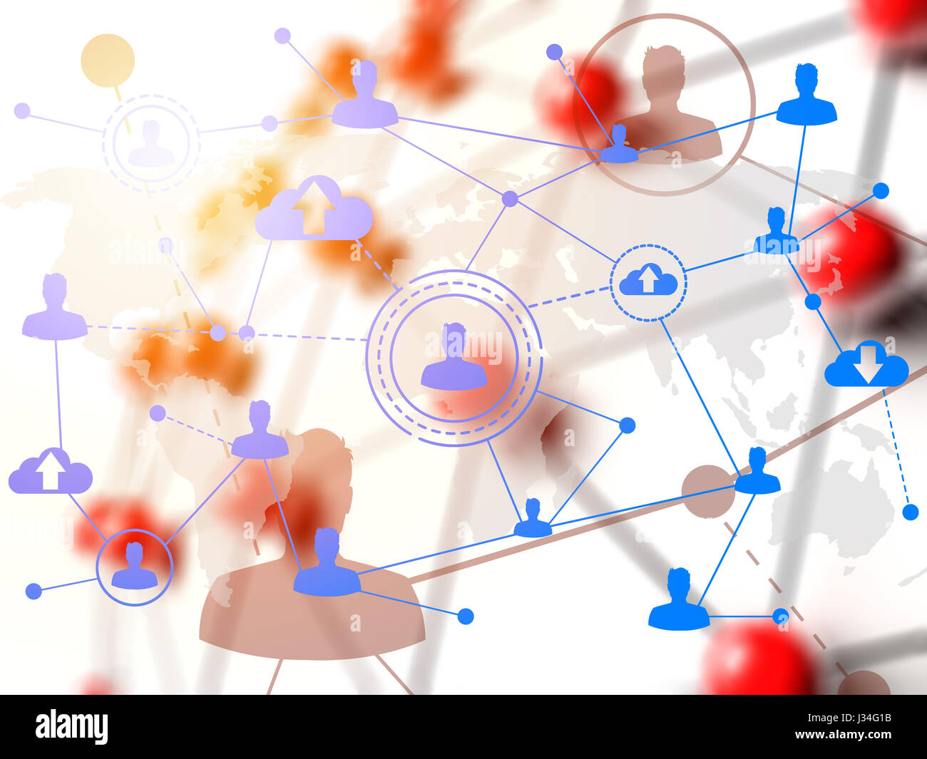 Social networking technologies over red linked sphere. Social media ...