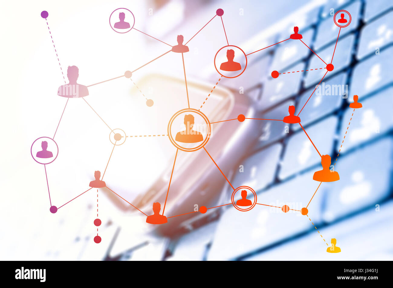 Social networking technologies with laptop and smartphone. Social media ...