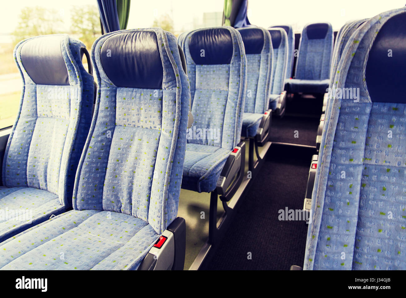 travel bus interior and seats Stock Photo - Alamy