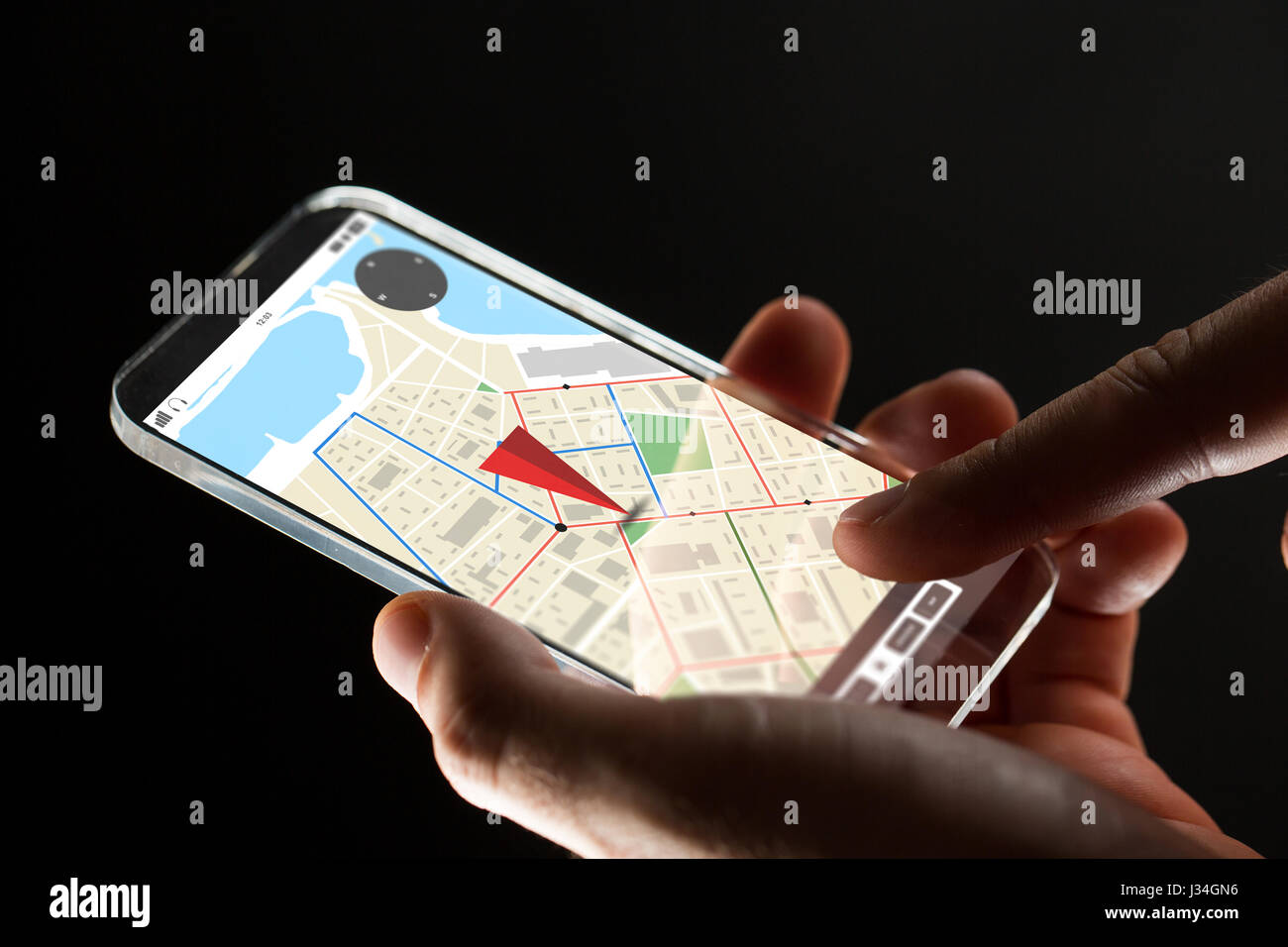 Hand mobile gps navigation map hi-res stock photography and images - Alamy