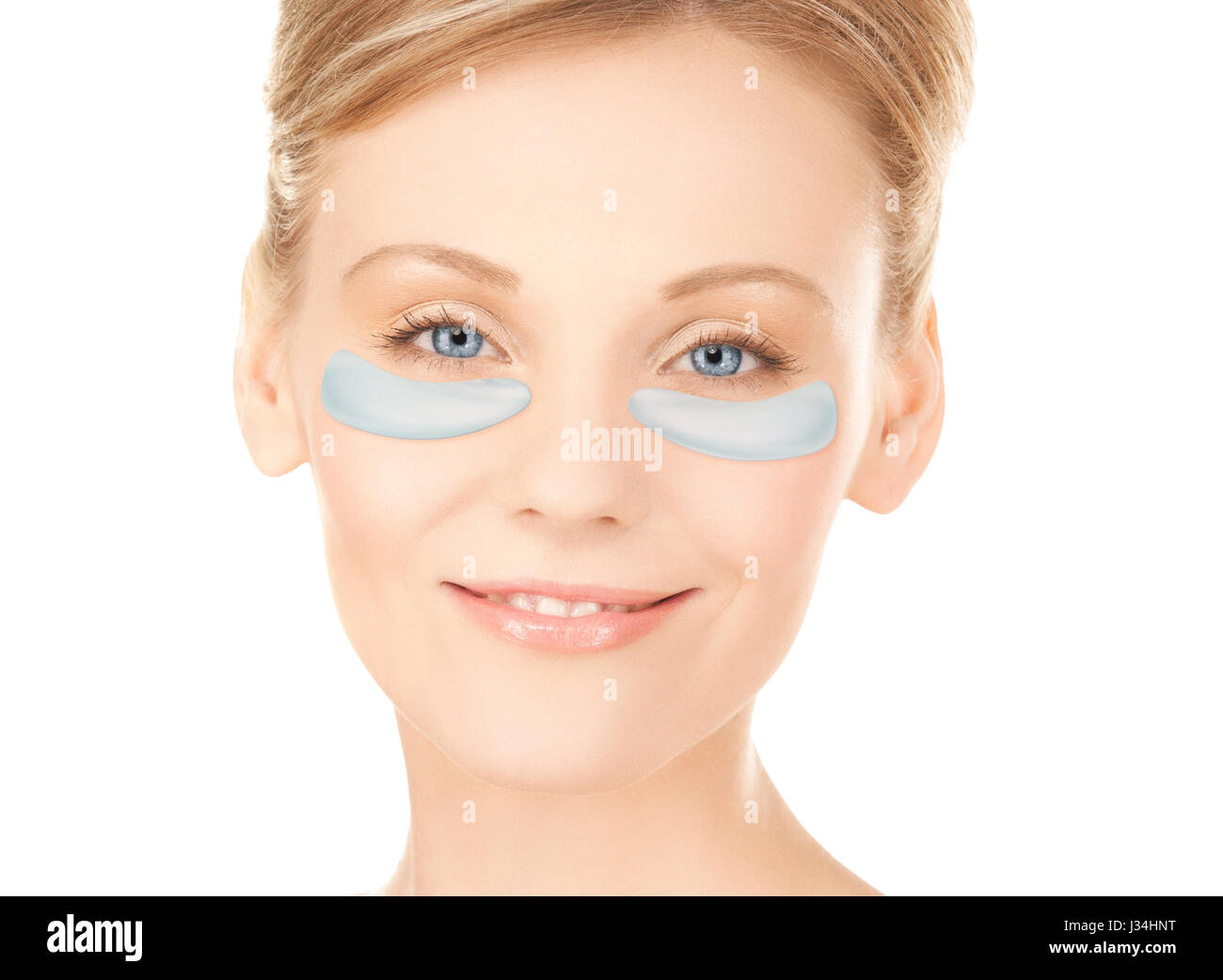 close up of woman face with under-eye patches Stock Photo - Alamy