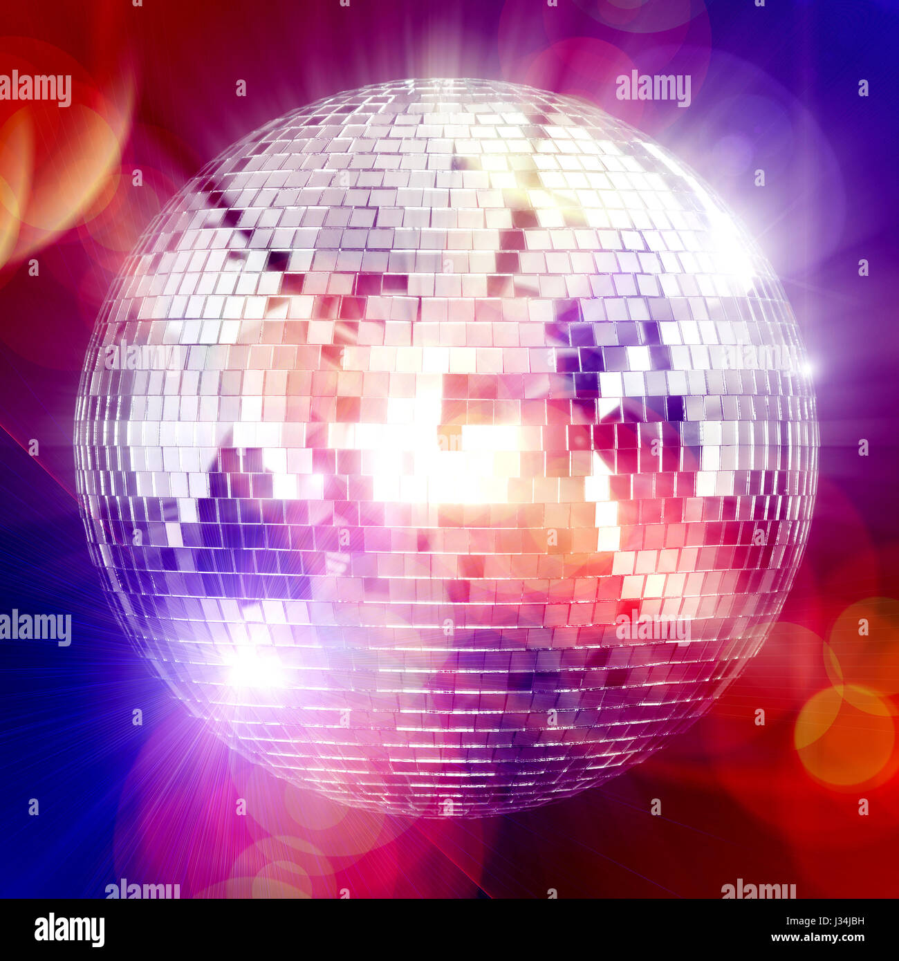 real disco globe and colorful light Stock Photo - Alamy