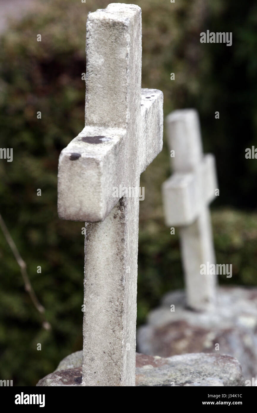 Cross of a tomb in a cemetery in denmark Stock Photo - Alamy