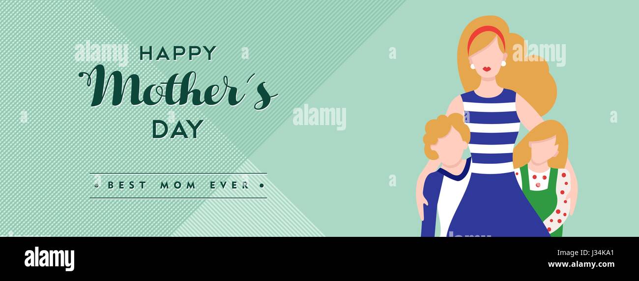 Mothers day illustration for social media header, mom with kids and ...
