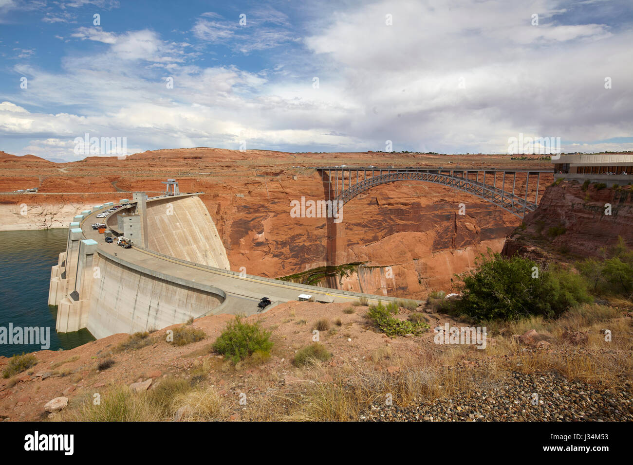 Glen Canyon Dam, the arch-gravity dam in Arizona, United States Stock ...