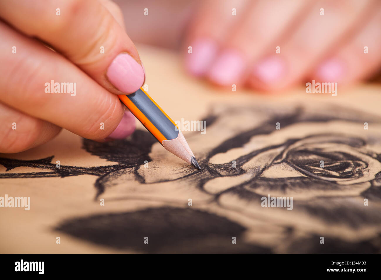 Closeup of drawing at the desk Stock Photo - Alamy
