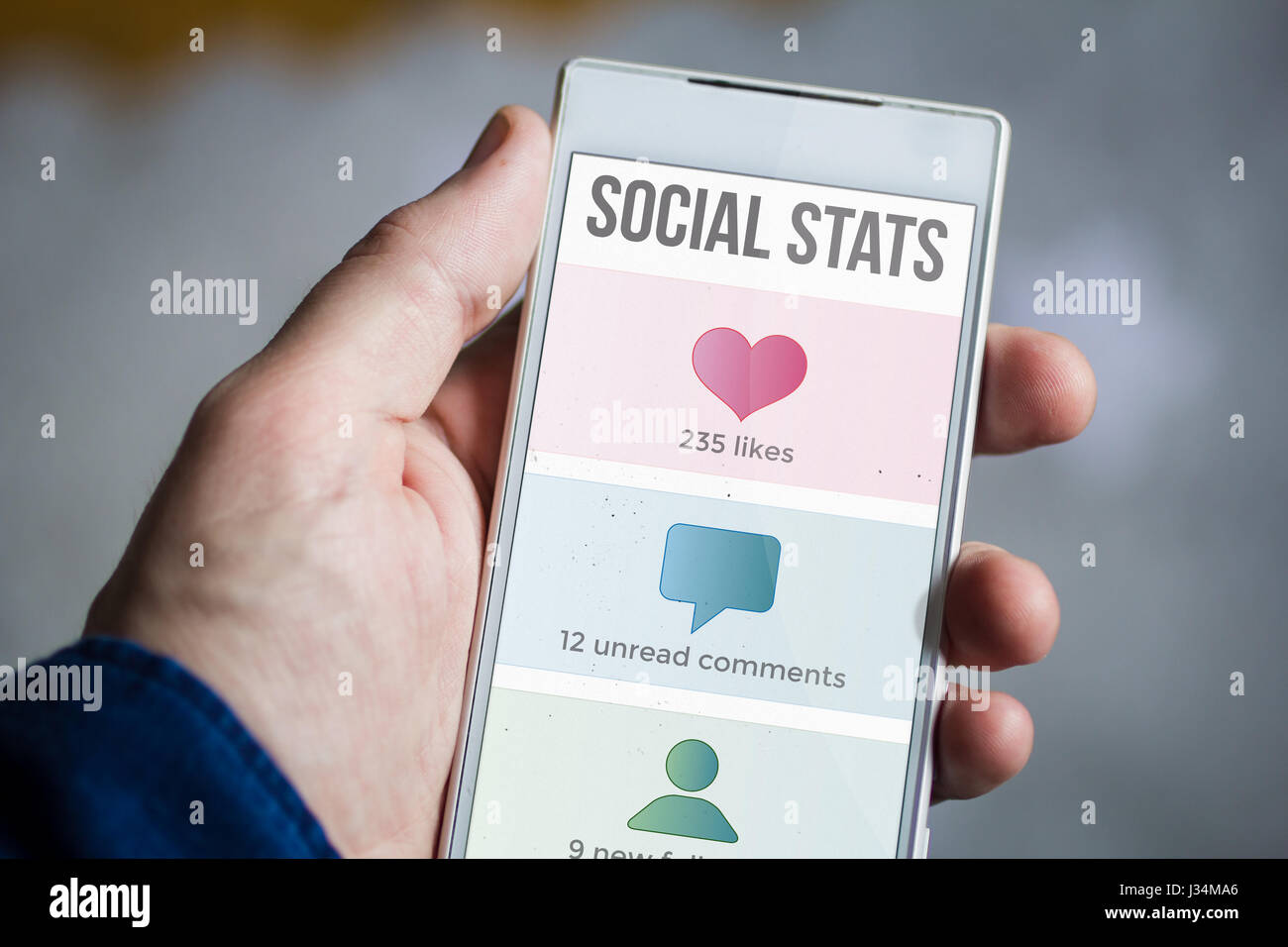 man hand holding notifications smartphone. All screen graphics are made ...
