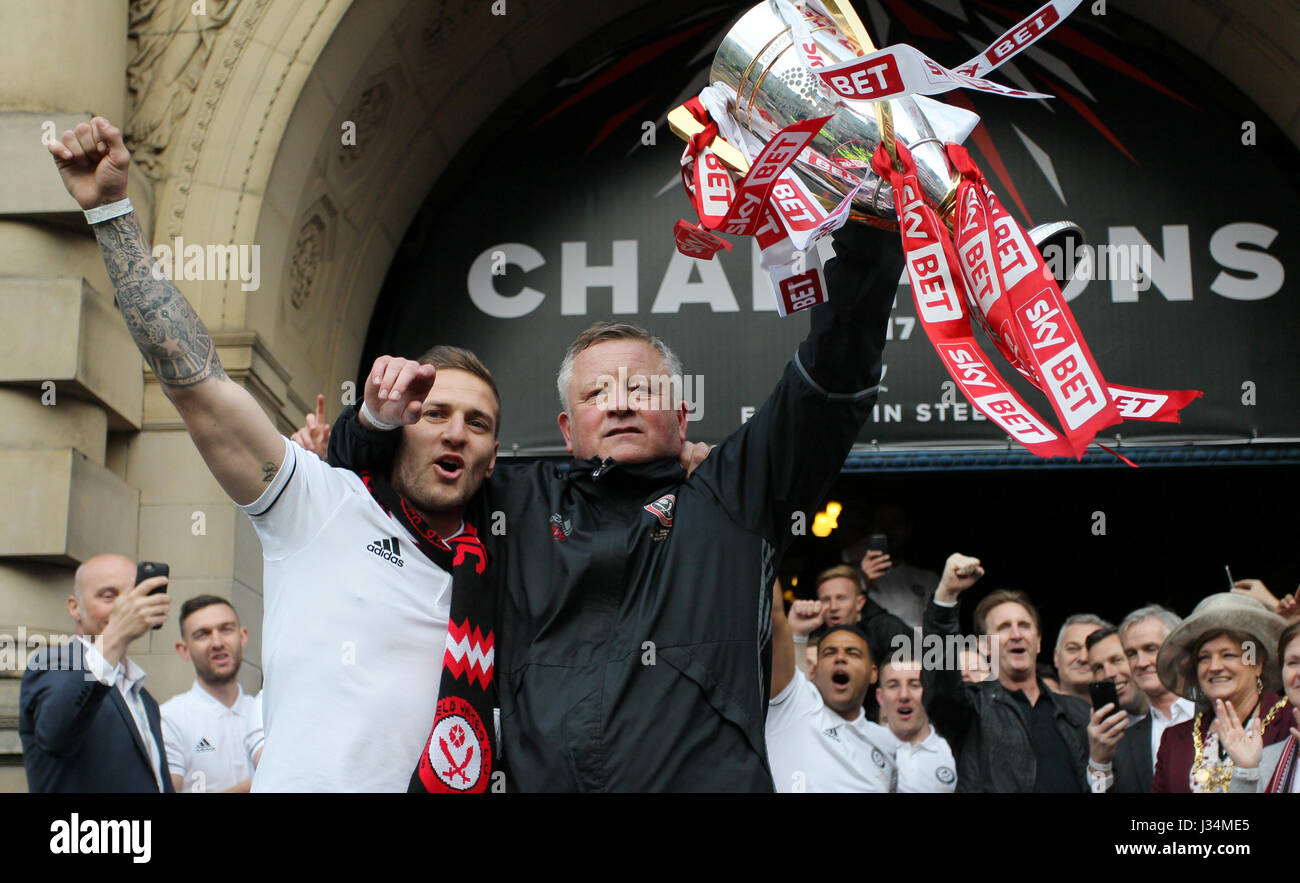 Sheffield United manager Chris Wilder and captain Billy Sharp with the ...
