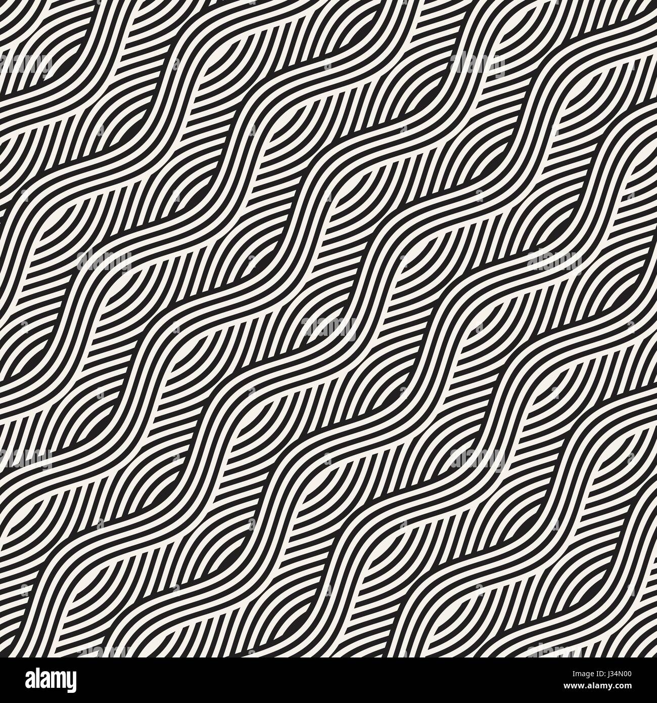 Abstract geometric pattern with wavy lines. Interlacing rounded stripes ...