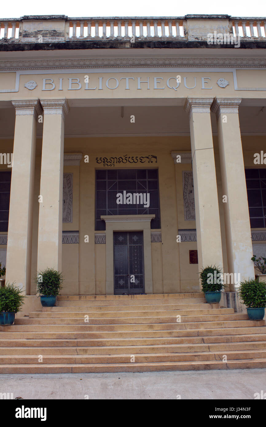 Entrance of the National Library, Phnom Penh, Cambodia Stock Photo - Alamy