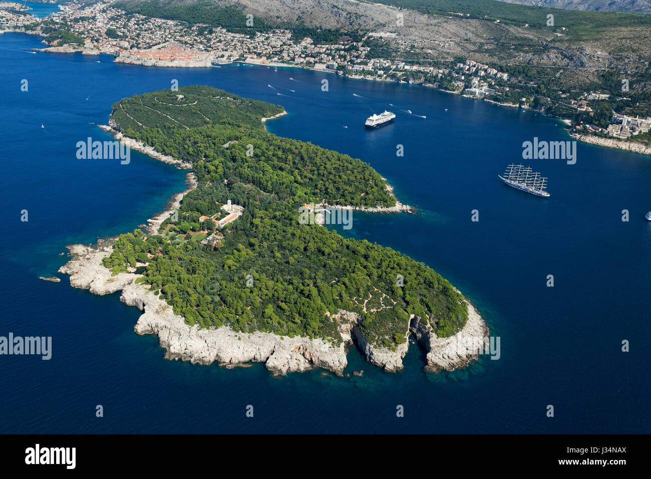 Aerial view of Lokrum Island near Dubrovnik Stock Photo - Alamy