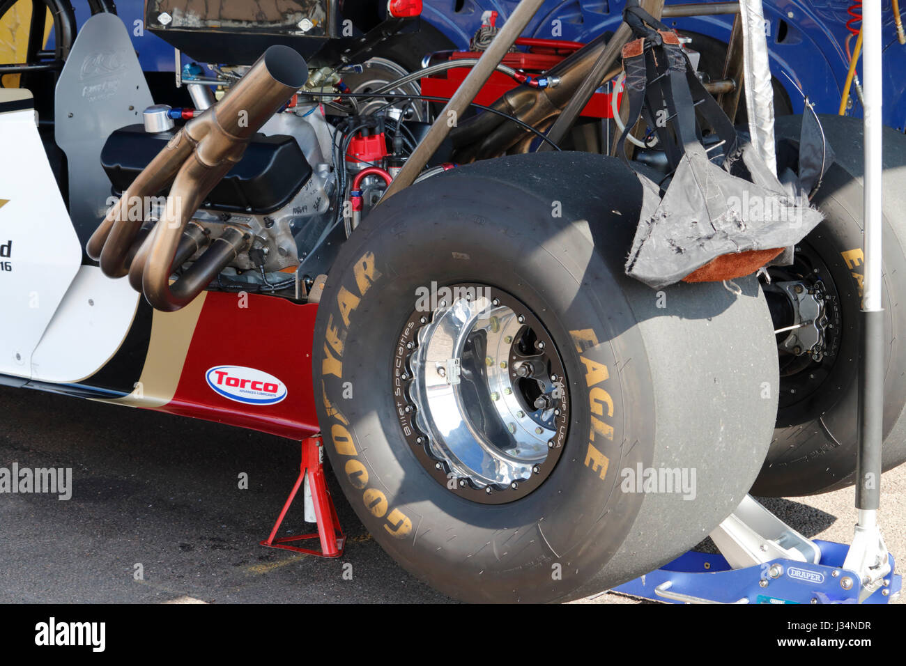 A dragster parked up at the Santa Pod raceway in England Stock Photo ...