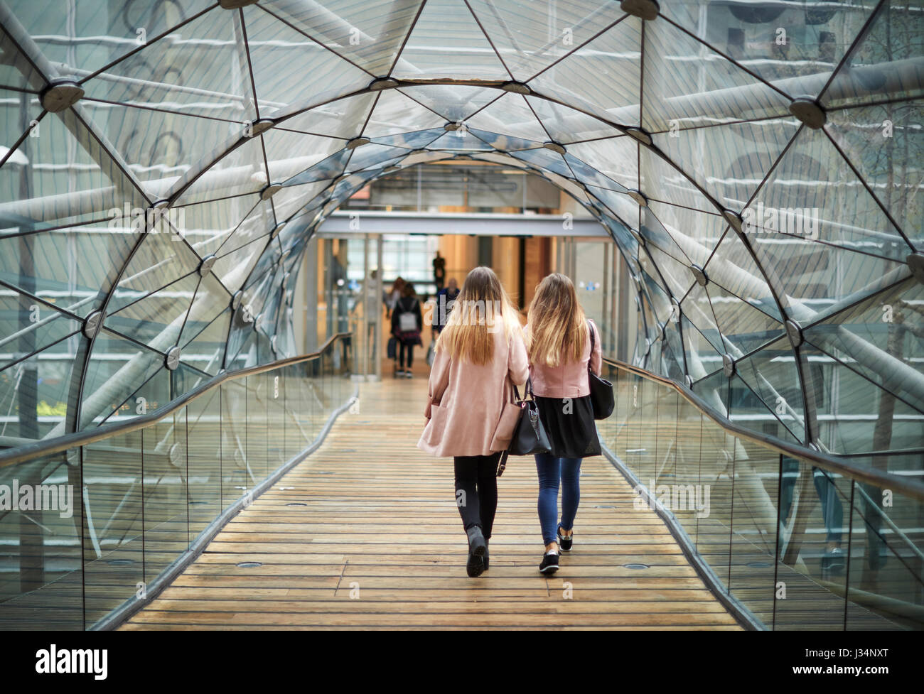 Manchester city centre glass bridge linking the Arndale centre with the ...