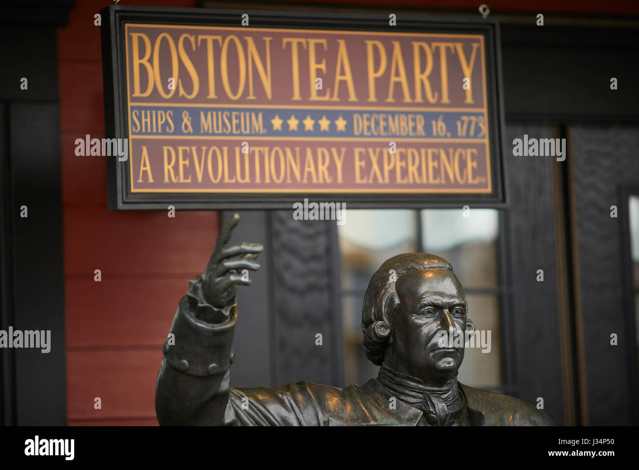Statue of Samuel Adams outside Boston Tea Party, Ships and Muesum ...