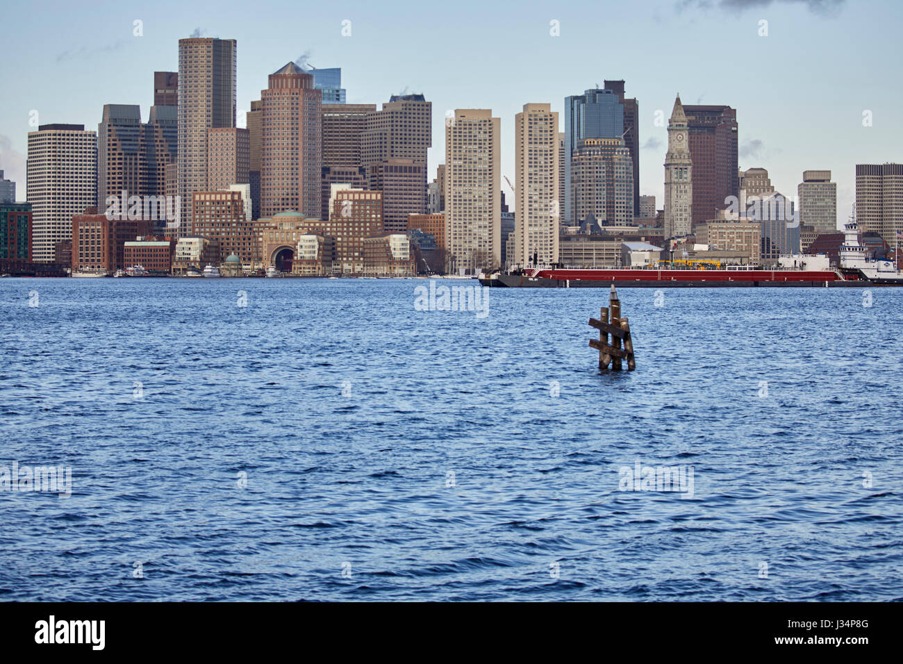The Skyline across the bay Boston capital of Massachusetts, United ...