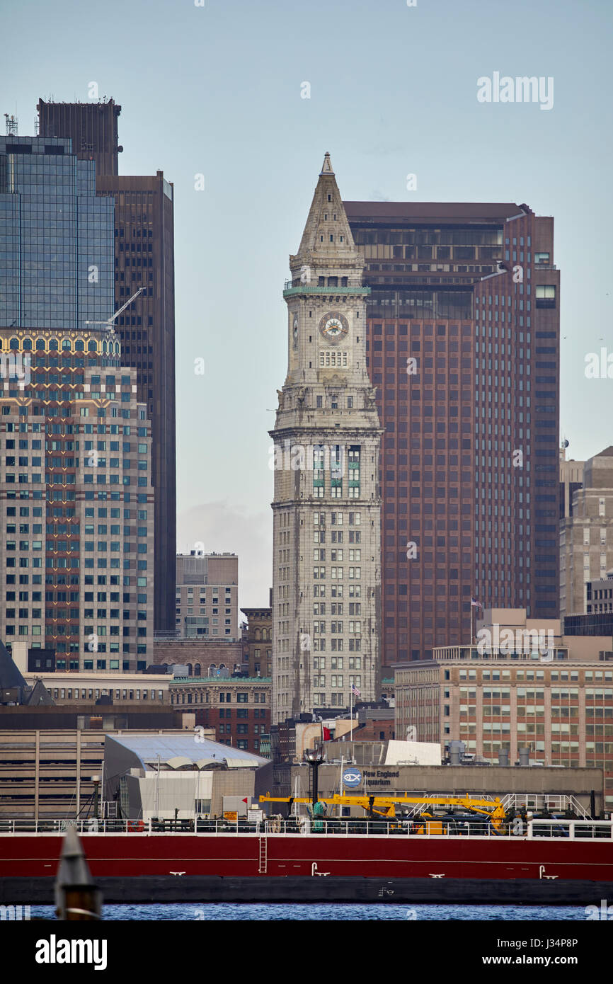 The Skyline across the bay Boston capital of Massachusetts, United ...