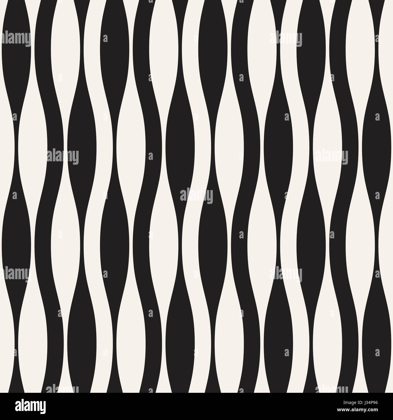 Wavy stripes vector seamless pattern. Retro abstract wavy texture ...