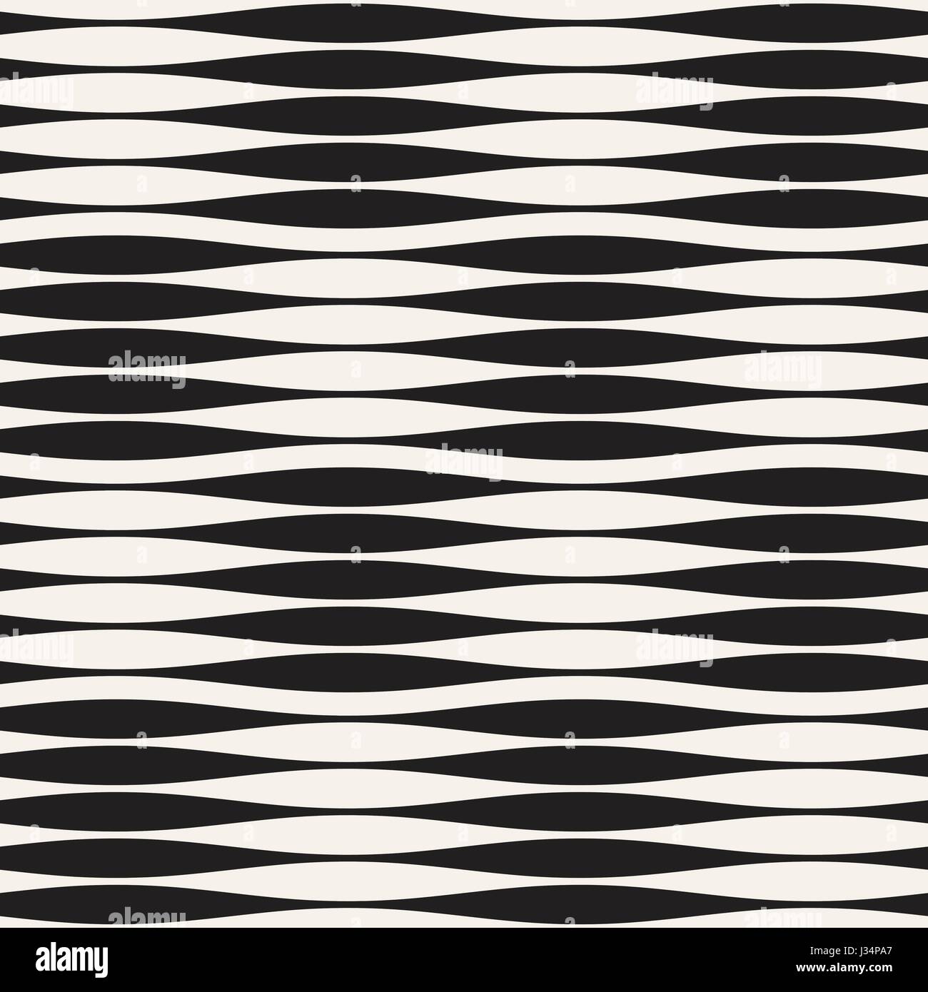 Wavy stripes vector seamless pattern. Retro abstract wavy texture ...