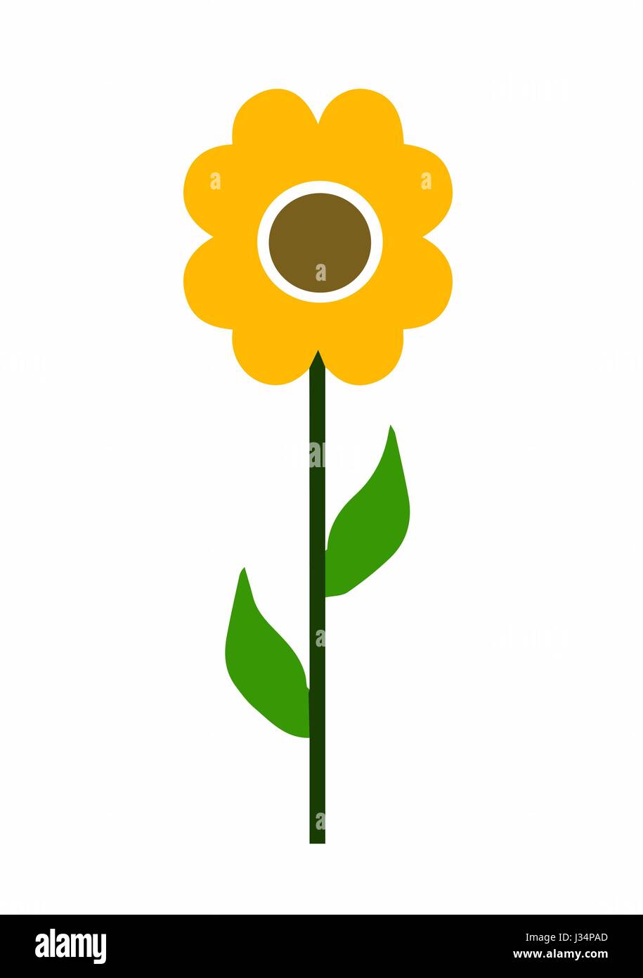 Yellow sunflower green leaves Stock Vector Images - Alamy