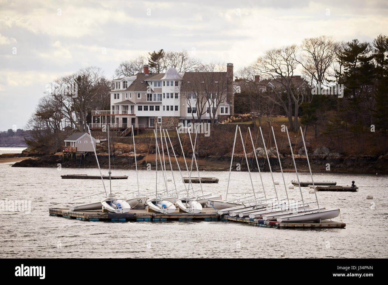Large coastal house looking into the harbor Manchester by the Sea ...