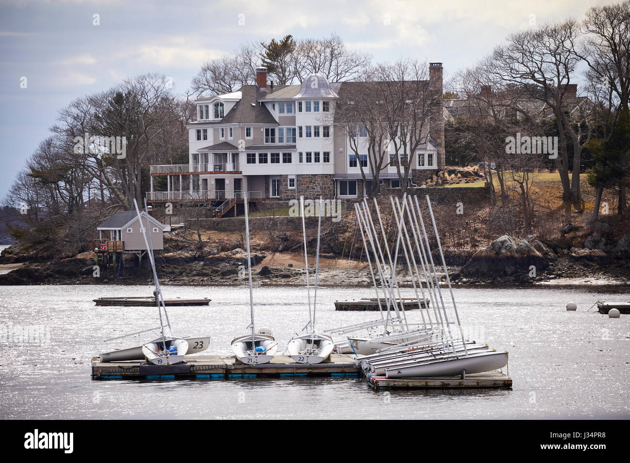 Large coastal house looking into the harbor Manchester by the Sea ...