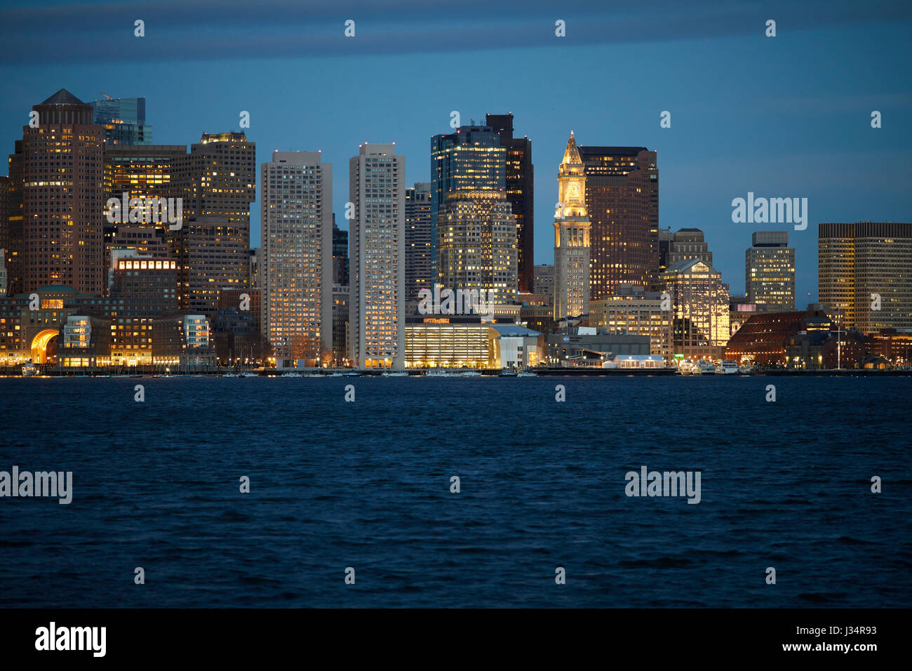 The Skyline across the bay Boston capital of Massachusetts, United ...