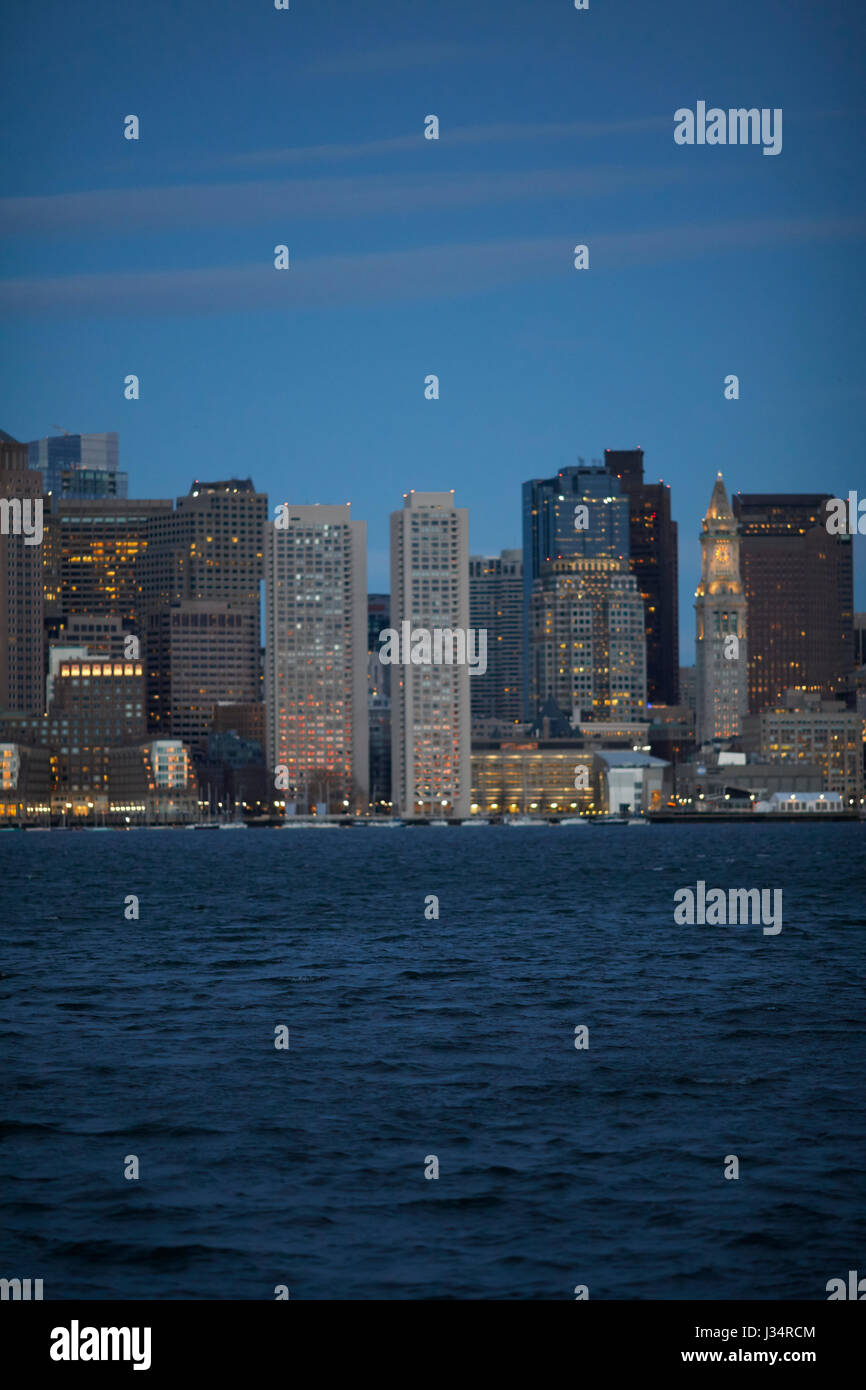 The Skyline across the bay Boston capital of Massachusetts, United ...