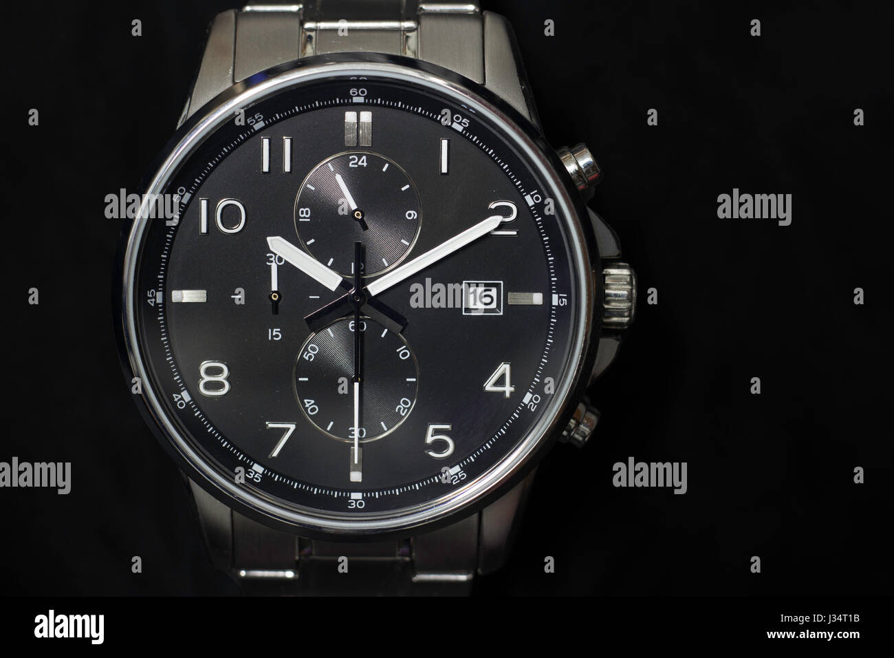Men´s modern black stainless steel watch Stock Photo - Alamy