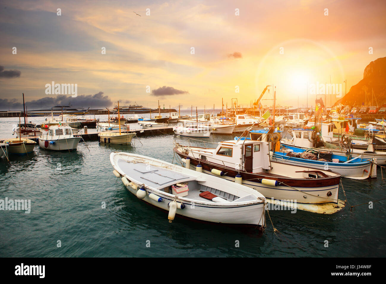 beautiful scenic of capri island port important traveling destination ...