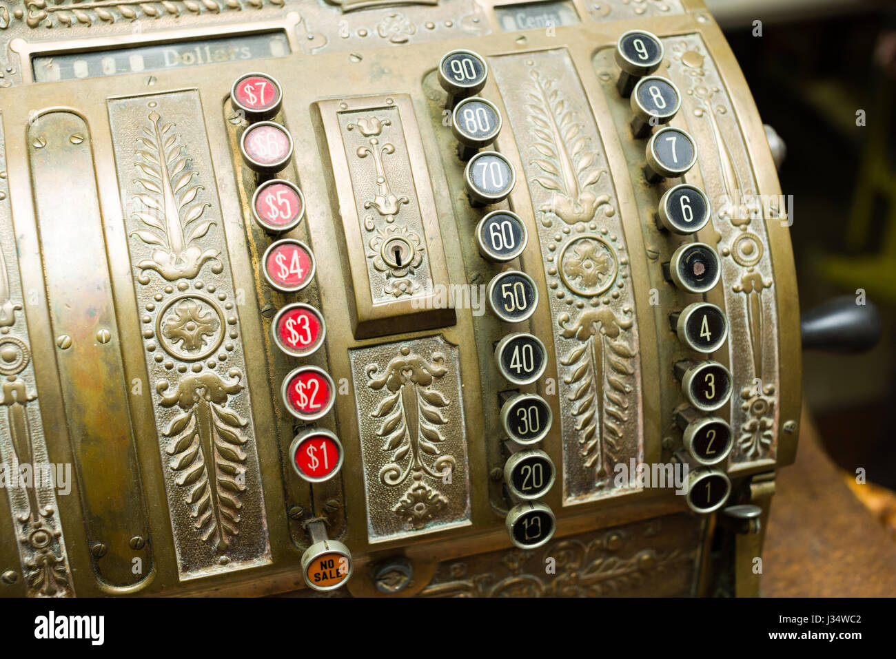 Antique Mechanical Metal Cash Register Stock Photo - Alamy