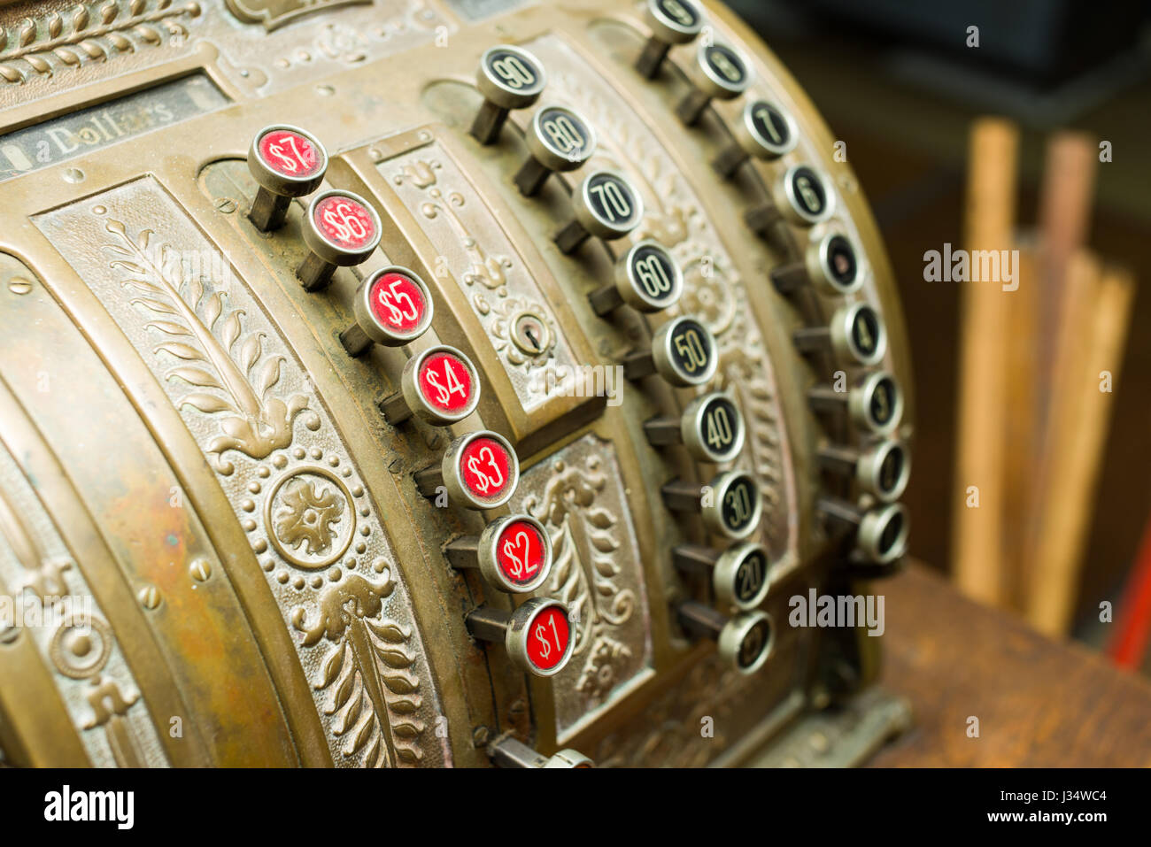 Antique Mechanical Metal Cash Register Stock Photo - Alamy