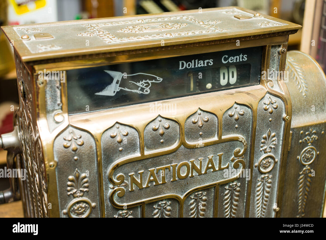 Antique Mechanical Metal Cash Register Stock Photo - Alamy