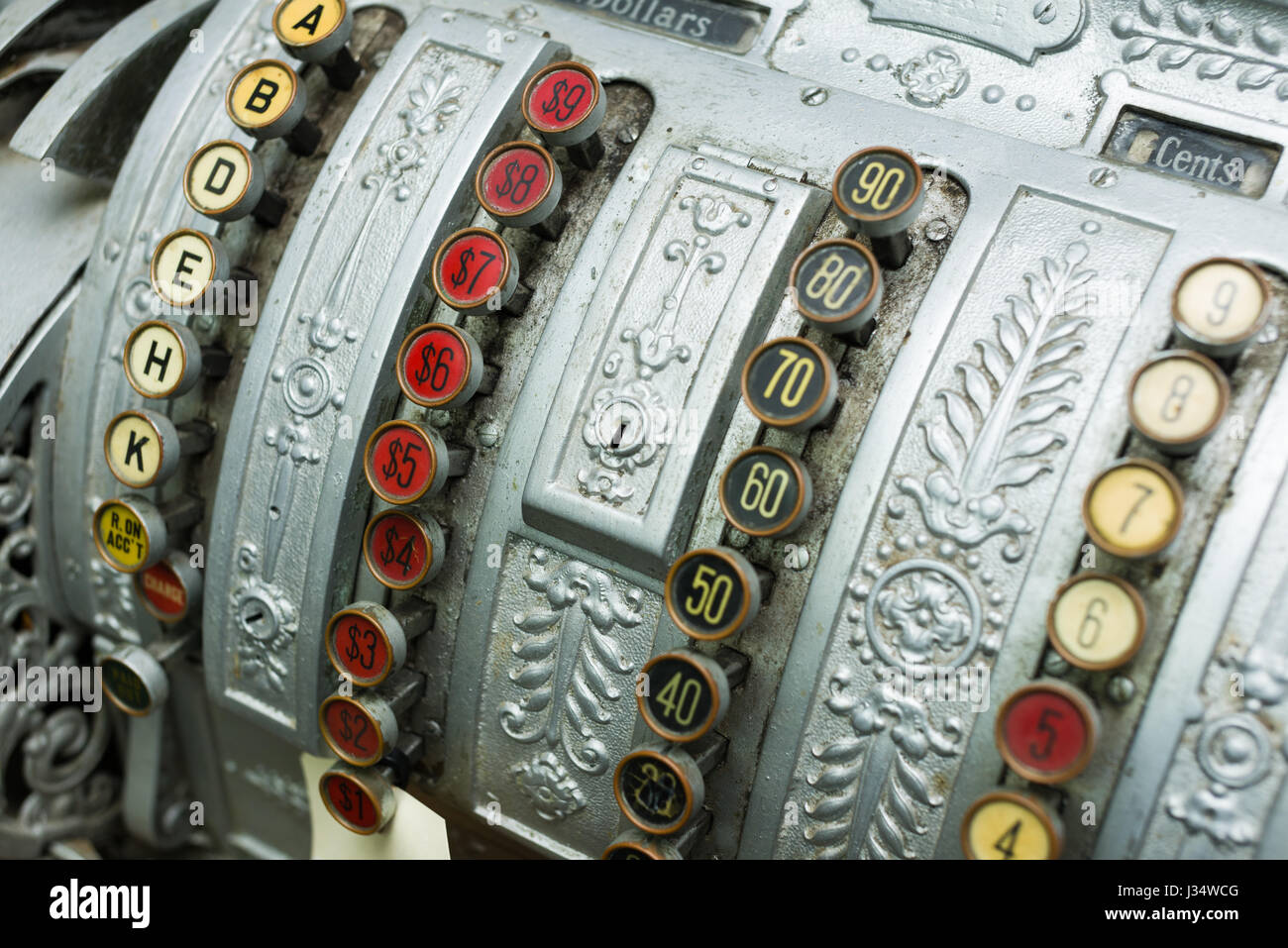 Antique Mechanical Metal Cash Register Stock Photo - Alamy
