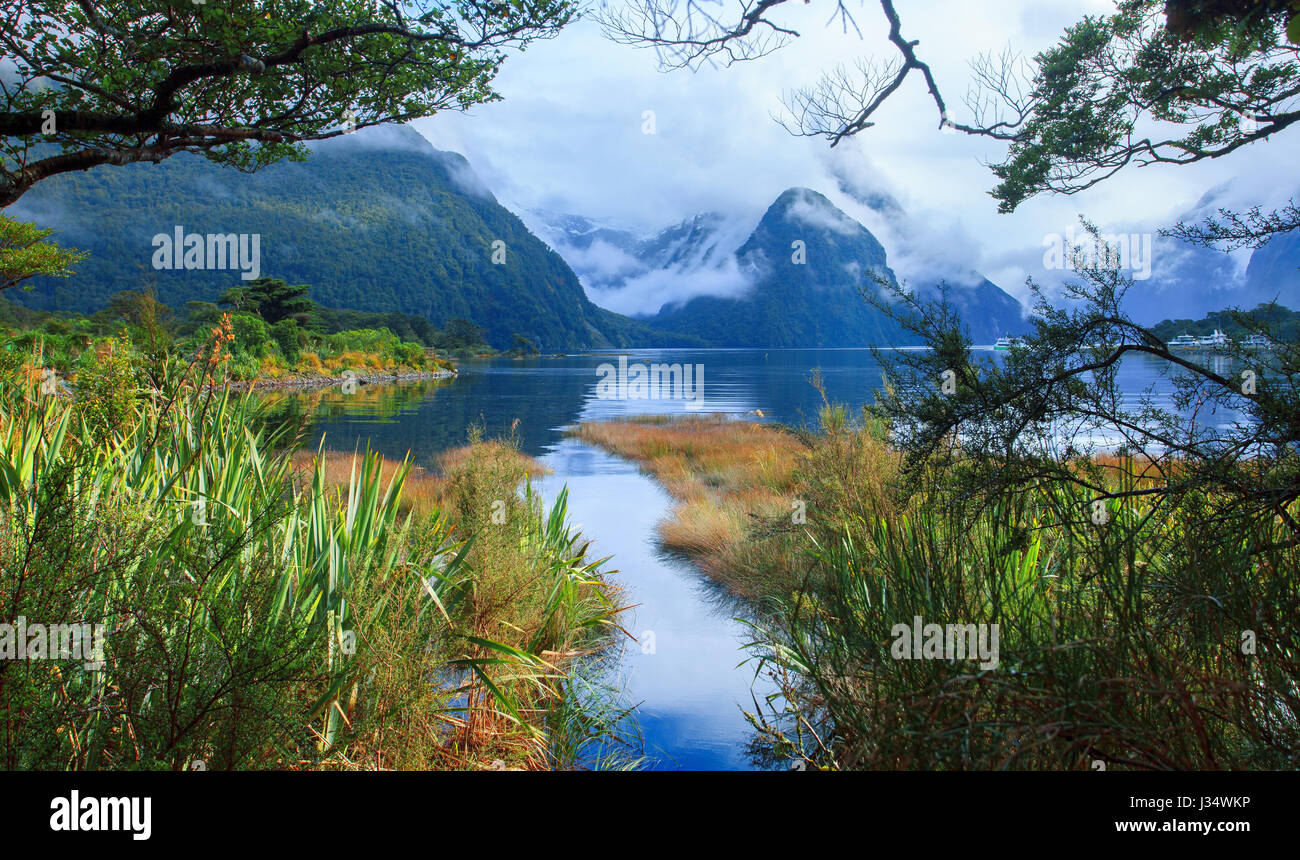 another view point of milford sound in fjord land national park ...