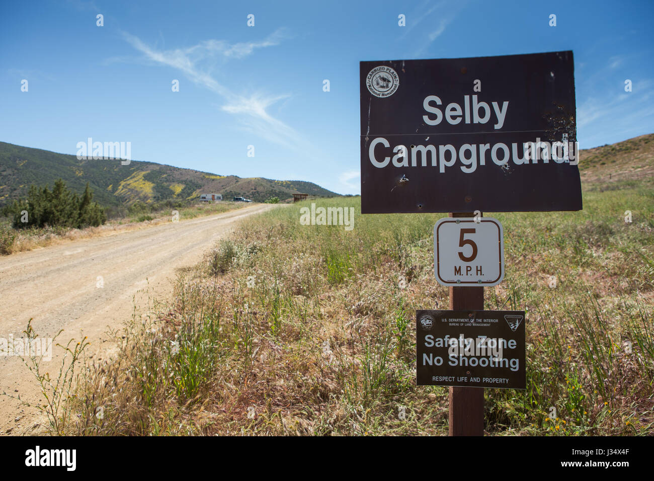 Selby Campground direction Sign in the Carrizo plain national monument ...
