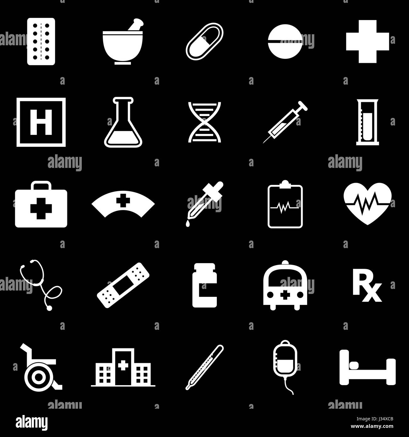 Pharmacy icons on black background, stock vector Stock Vector Image ...